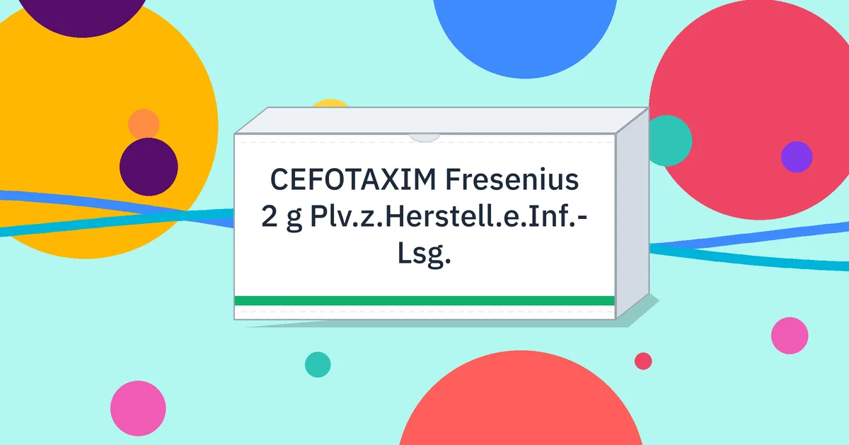 Symbolbild: Packung mit der Aufschrift CEFOTAXIM Fresenius 2 g Plv.z.Herstell.e.Inf.-Lsg. (PZN 01567594) – Verfügbarkeit und Bezug in Apotheken in Frankfurt am Main