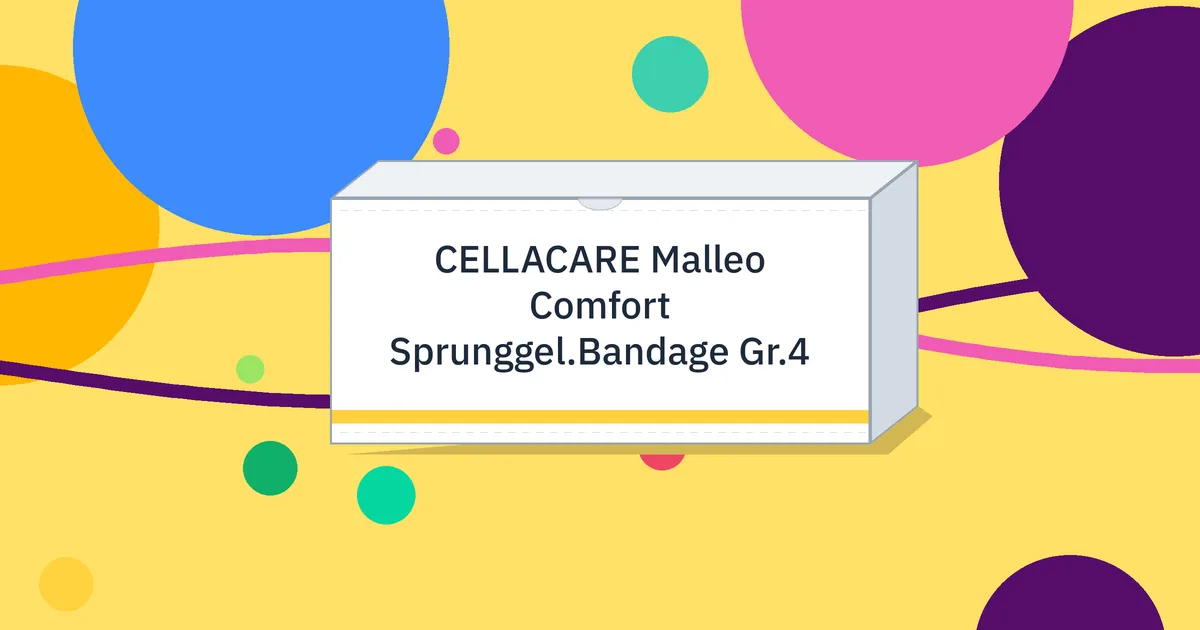 Symbolbild: Packung mit der Aufschrift CELLACARE Malleo Comfort Sprunggel.Bandage Gr.4 (PZN 11664855) – Verfügbarkeit und Bezug in Apotheken in Frankfurt am Main