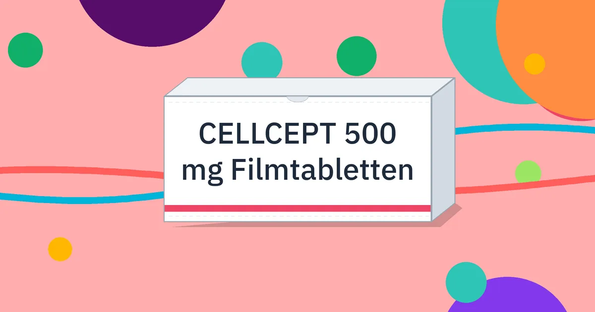 Symbolbild: Packung mit der Aufschrift CELLCEPT 500 mg Filmtabletten (PZN 13895524) – Verfügbarkeit und Bezug in Apotheken in Frankfurt am Main