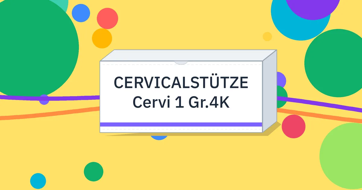Symbolbild: Packung mit der Aufschrift CERVICALSTÜTZE Cervi 1 Gr.4K (PZN 05042606) – Verfügbarkeit und Bezug in Apotheken in Frankfurt am Main