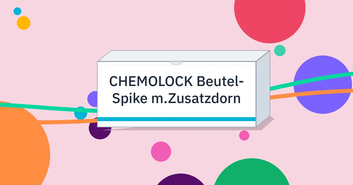 Symbolbild: Packung mit der Aufschrift CHEMOLOCK Beutel-Spike m.Zusatzdorn (PZN 19443303) – Verfügbarkeit und Bezug in Apotheken in Frankfurt am Main