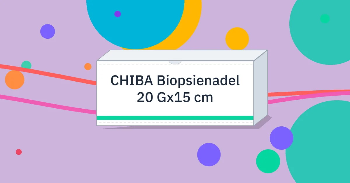 Symbolbild: Packung mit der Aufschrift CHIBA Biopsienadel 20 Gx15 cm (PZN 09190812) – Verfügbarkeit und Bezug in Apotheken in Frankfurt am Main