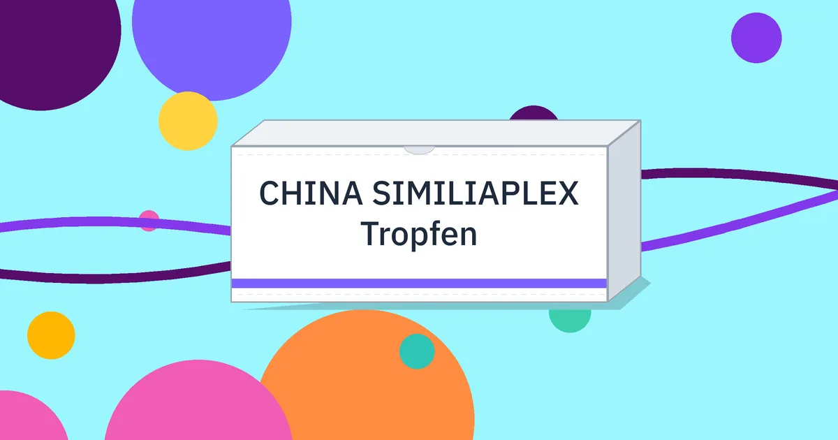 Symbolbild: Packung mit der Aufschrift CHINA SIMILIAPLEX Tropfen (PZN 01351405) – Verfügbarkeit und Bezug in Apotheken in Frankfurt am Main