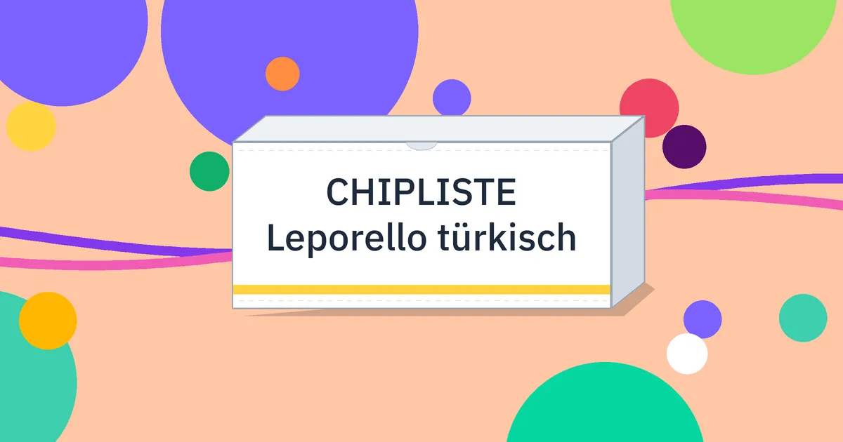 Symbolbild: Packung mit der Aufschrift CHIPLISTE Leporello türkisch (PZN 00549275) – Verfügbarkeit und Bezug in Apotheken in Frankfurt am Main