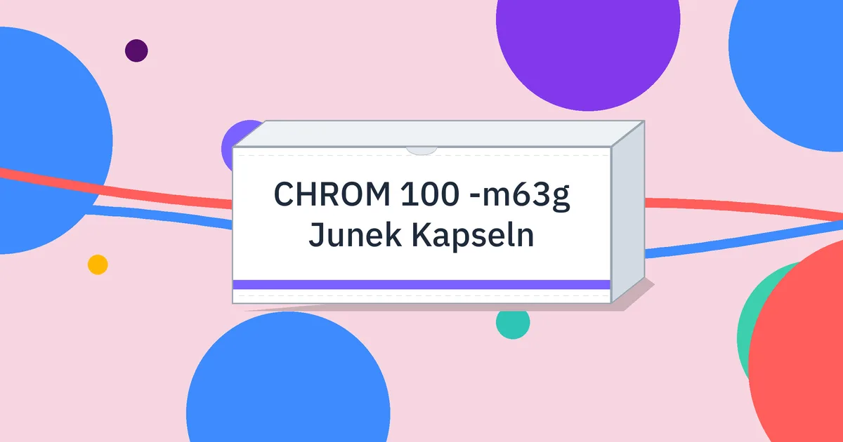 Symbolbild: Packung mit der Aufschrift CHROM 100 -m63g Junek Kapseln (PZN 01643800) – Verfügbarkeit und Bezug in Apotheken in Frankfurt am Main