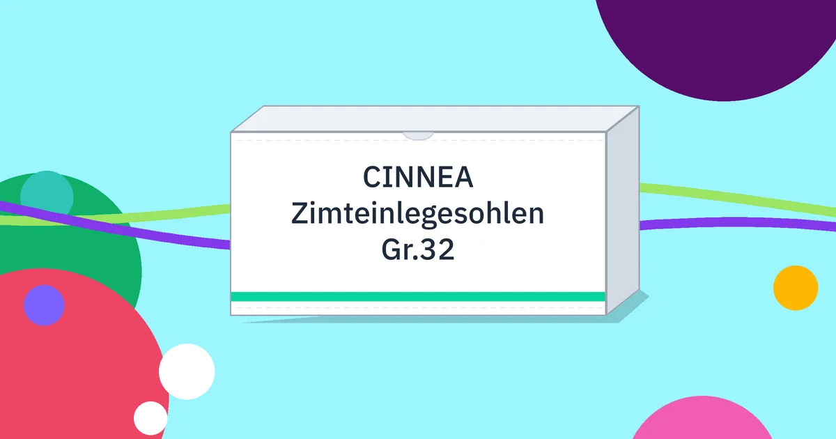 Symbolbild: Packung mit der Aufschrift CINNEA Zimteinlegesohlen Gr.32 (PZN 01909445) – Verfügbarkeit und Bezug in Apotheken in Frankfurt am Main