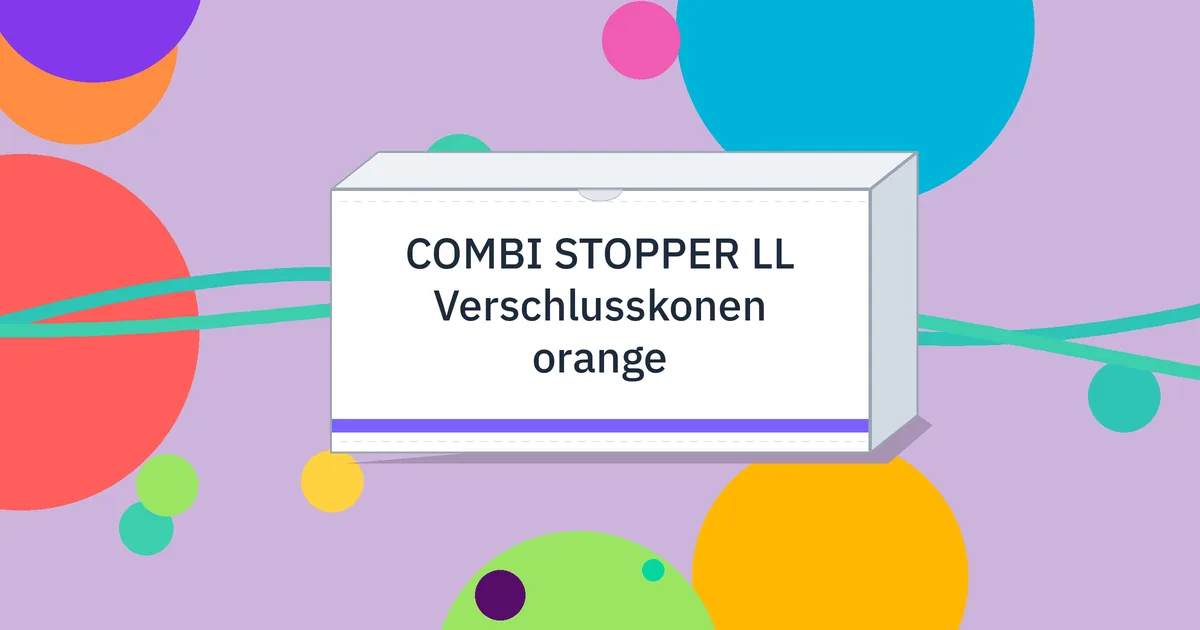 Symbolbild: Packung mit der Aufschrift COMBI STOPPER LL Verschlusskonen orange (PZN 07615791) – Verfügbarkeit und Bezug in Apotheken in Frankfurt am Main