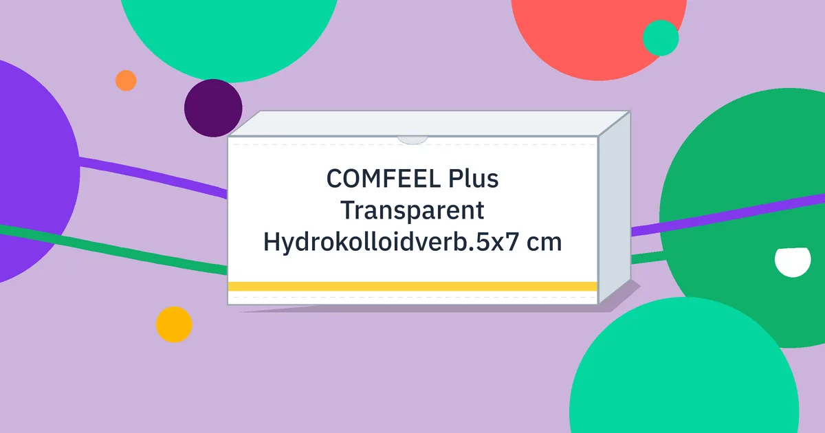 Symbolbild: Packung mit der Aufschrift COMFEEL Plus Transparent Hydrokolloidverb.5x7 cm (PZN 12342421) – Verfügbarkeit und Bezug in Apotheken in Frankfurt am Main