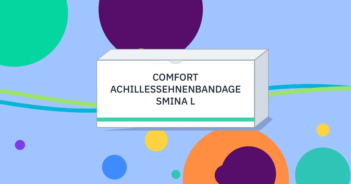 Symbolbild: Packung mit der Aufschrift COMFORT ACHILLESSEHNENBANDAGE SMINA L (PZN 20163141) – Verfügbarkeit und Bezug in Apotheken in Frankfurt am Main
