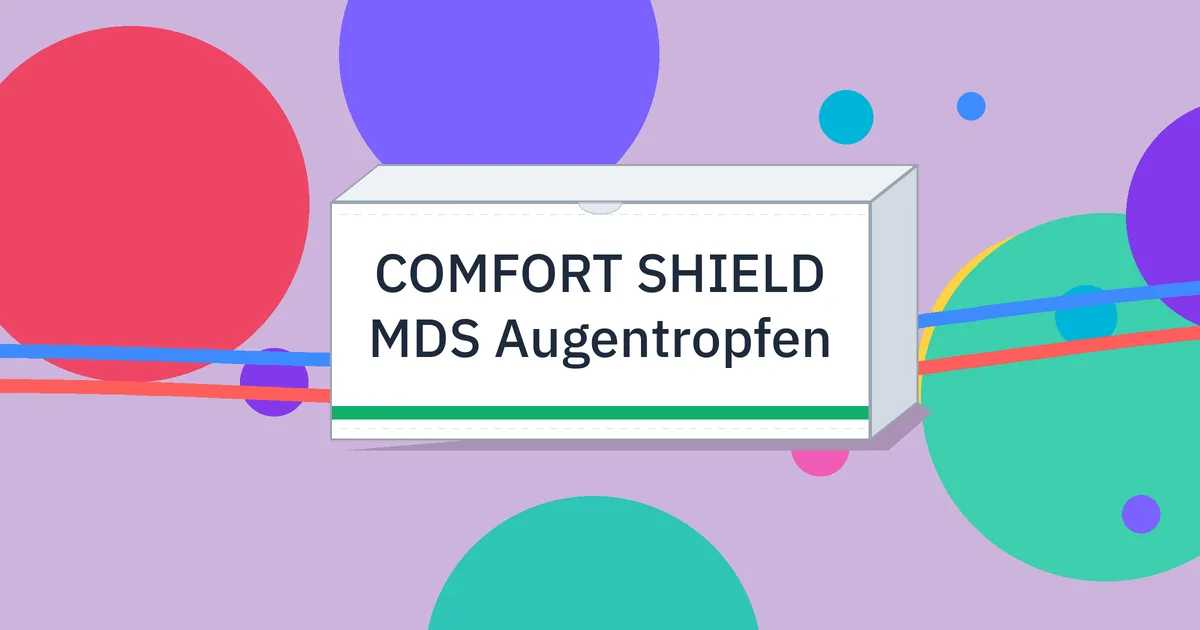 Symbolbild: Packung mit der Aufschrift COMFORT SHIELD MDS Augentropfen (PZN 09372915) – Verfügbarkeit und Bezug in Apotheken in Frankfurt am Main