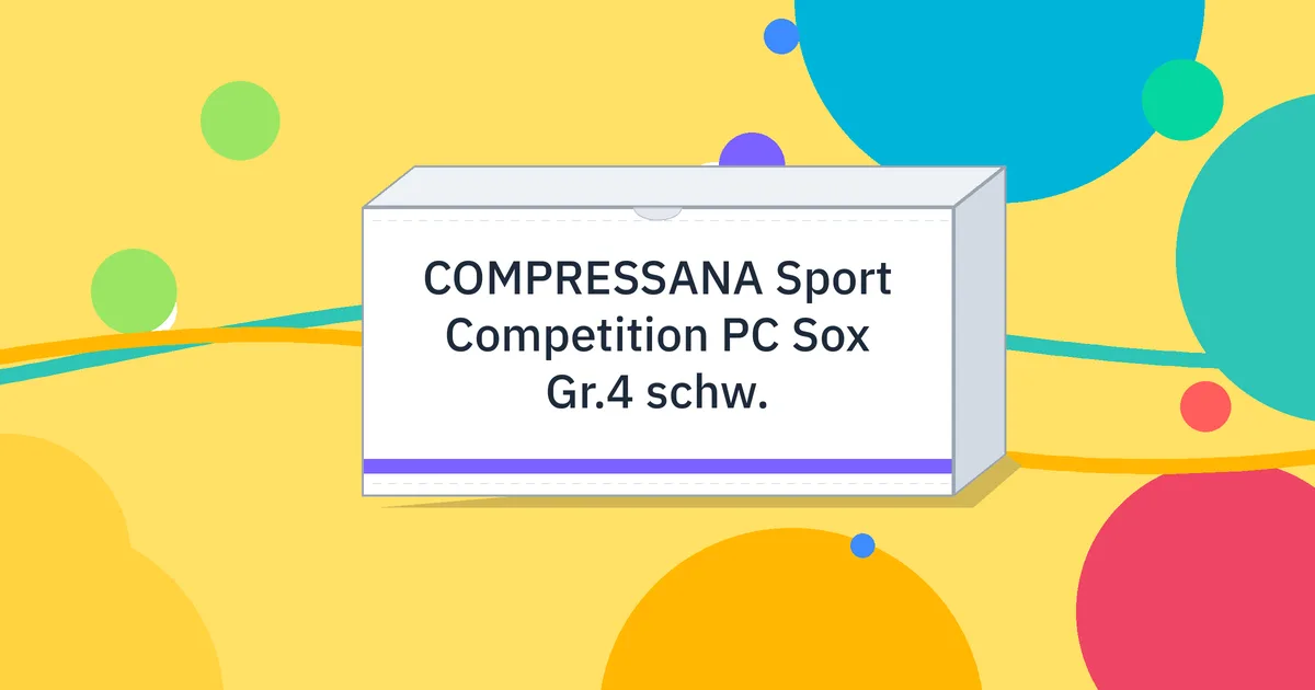 Symbolbild: Packung mit der Aufschrift COMPRESSANA Sport Competition PC Sox Gr.4 schw. (PZN 16198406) – Verfügbarkeit und Bezug in Apotheken in Frankfurt am Main