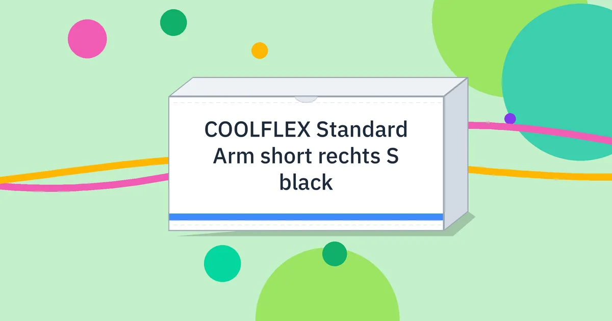 Symbolbild: Packung mit der Aufschrift COOLFLEX Standard Arm short rechts S black (PZN 20382481) – Verfügbarkeit und Bezug in Apotheken in Frankfurt am Main