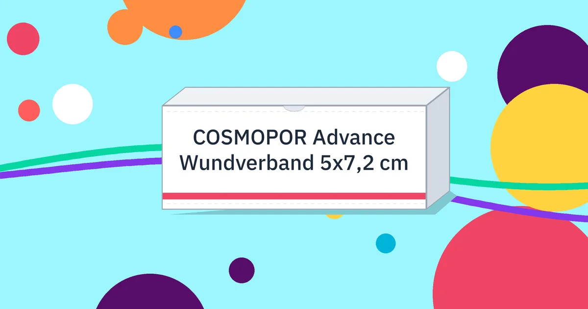 Symbolbild: Packung mit der Aufschrift COSMOPOR Advance Wundverband 5x7,2 cm (PZN 18010370) – Verfügbarkeit und Bezug in Apotheken in Frankfurt am Main