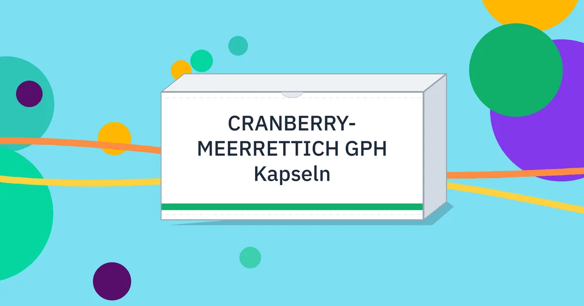 Symbolbild: Packung mit der Aufschrift CRANBERRY-MEERRETTICH GPH Kapseln (PZN 10264912) – Verfügbarkeit und Bezug in Apotheken in Frankfurt am Main