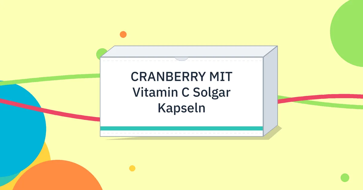 Symbolbild: Packung mit der Aufschrift CRANBERRY MIT Vitamin C Solgar Kapseln (PZN 06418143) – Verfügbarkeit und Bezug in Apotheken in Frankfurt am Main