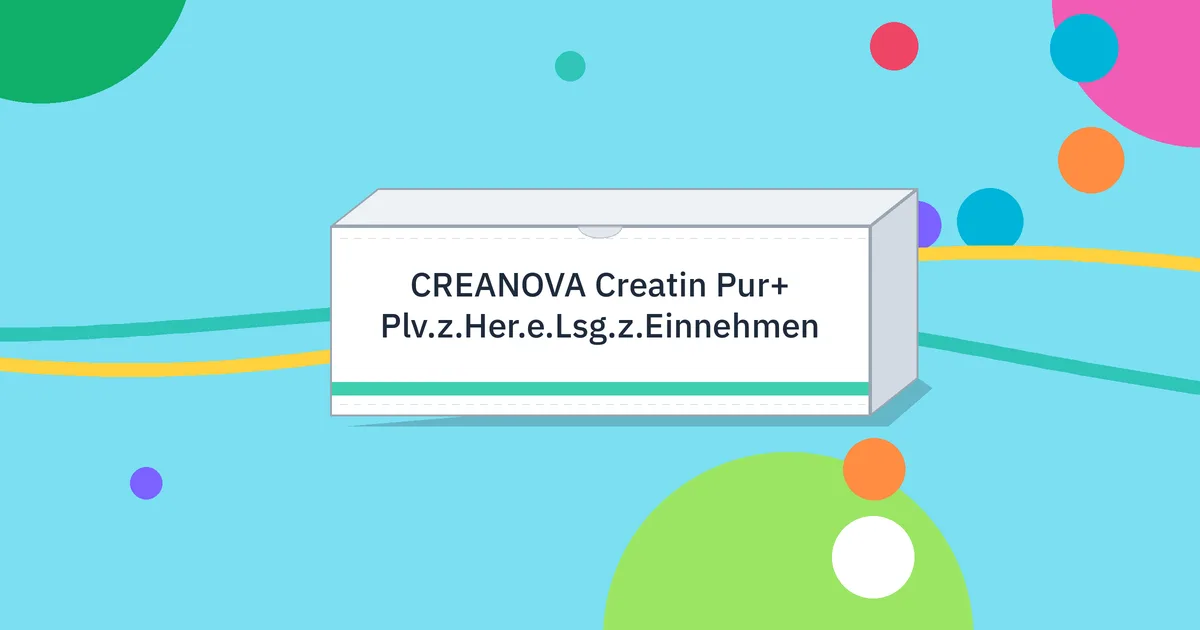 Symbolbild: Packung mit der Aufschrift CREANOVA Creatin Pur+ Plv.z.Her.e.Lsg.z.Einnehmen (PZN 20861632) – Verfügbarkeit und Bezug in Apotheken in Frankfurt am Main