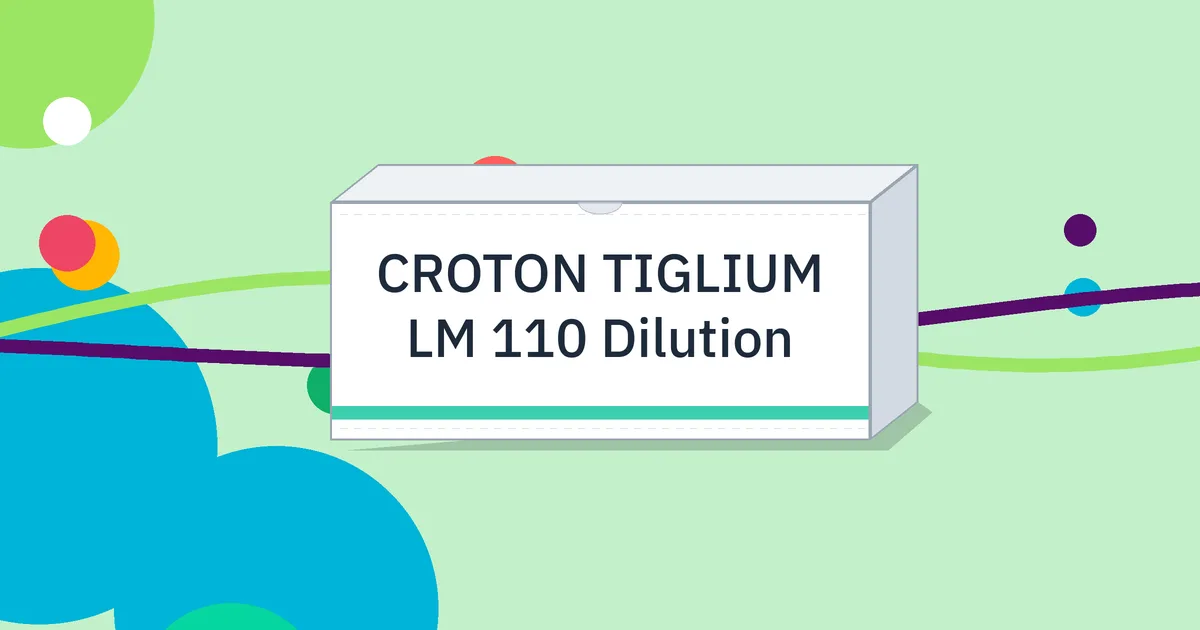 Symbolbild: Packung mit der Aufschrift CROTON TIGLIUM LM 110 Dilution (PZN 12836672) – Verfügbarkeit und Bezug in Apotheken in Frankfurt am Main