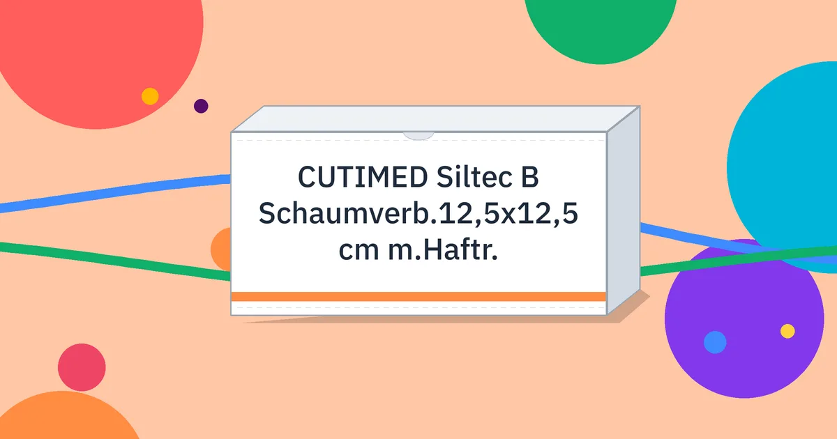 Symbolbild: Packung mit der Aufschrift CUTIMED Siltec B Schaumverb.12,5x12,5 cm m.Haftr. (PZN 07340791) – Verfügbarkeit und Bezug in Apotheken in Frankfurt am Main