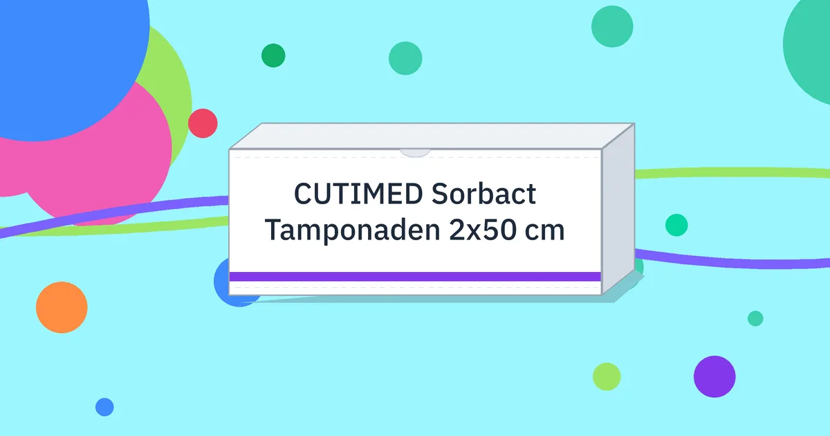 Symbolbild: Packung mit der Aufschrift CUTIMED Sorbact Tamponaden 2x50 cm (PZN 19756025) – Verfügbarkeit und Bezug in Apotheken in Frankfurt am Main