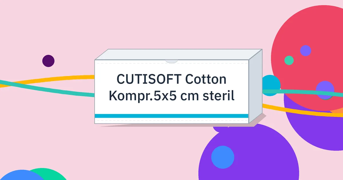 Symbolbild: Packung mit der Aufschrift CUTISOFT Cotton Kompr.5x5 cm steril (PZN 01563389) – Verfügbarkeit und Bezug in Apotheken in Frankfurt am Main