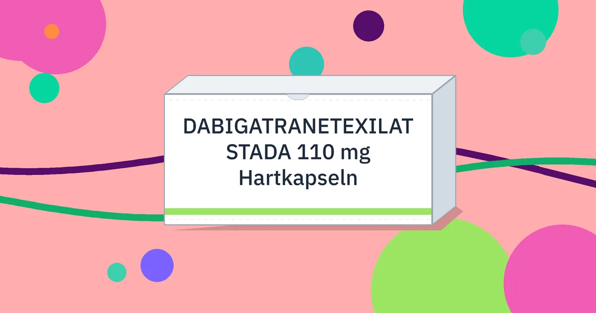Symbolbild: Packung mit der Aufschrift DABIGATRANETEXILAT STADA 110 mg Hartkapseln (PZN 17397102) – Verfügbarkeit und Bezug in Apotheken in Frankfurt am Main