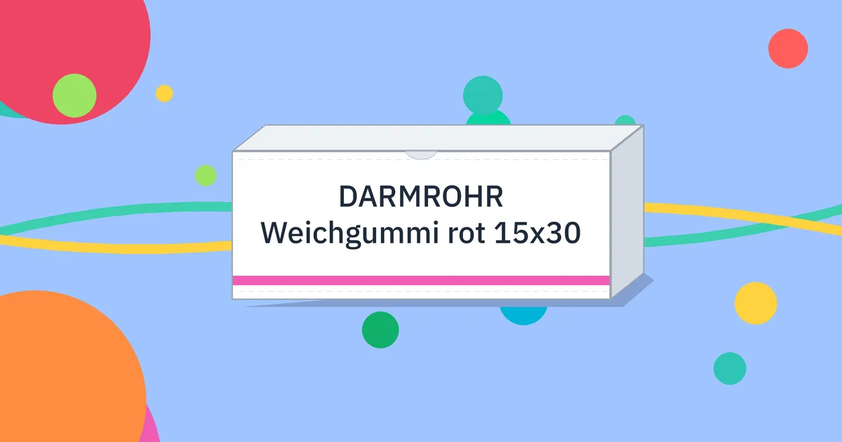 Symbolbild: Packung mit der Aufschrift DARMROHR Weichgummi rot 15x30 (PZN 01726213) – Verfügbarkeit und Bezug in Apotheken in Frankfurt am Main