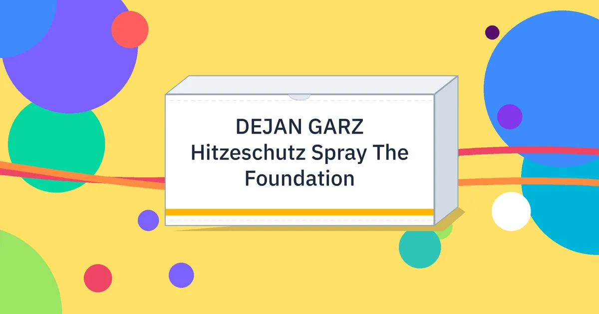 Symbolbild: Packung mit der Aufschrift DEJAN GARZ Hitzeschutz Spray The Foundation (PZN 20652093) – Verfügbarkeit und Bezug in Apotheken in Frankfurt am Main