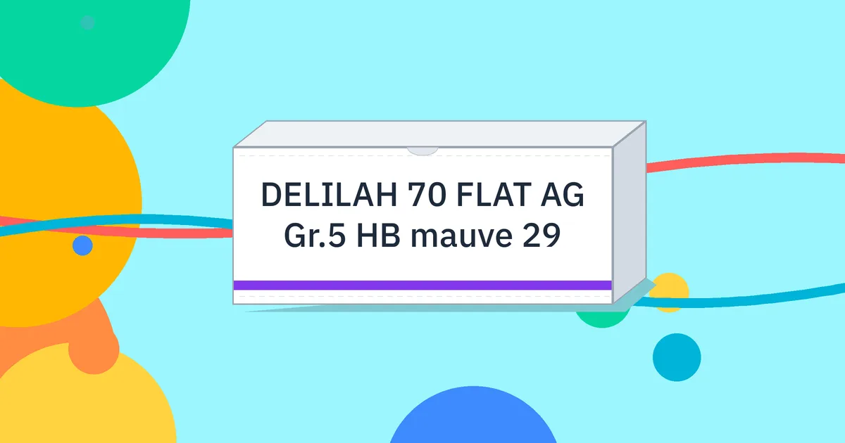 Symbolbild: Packung mit der Aufschrift DELILAH 70 FLAT AG Gr.5 HB mauve 29 (PZN 13848022) – Verfügbarkeit und Bezug in Apotheken in Frankfurt am Main