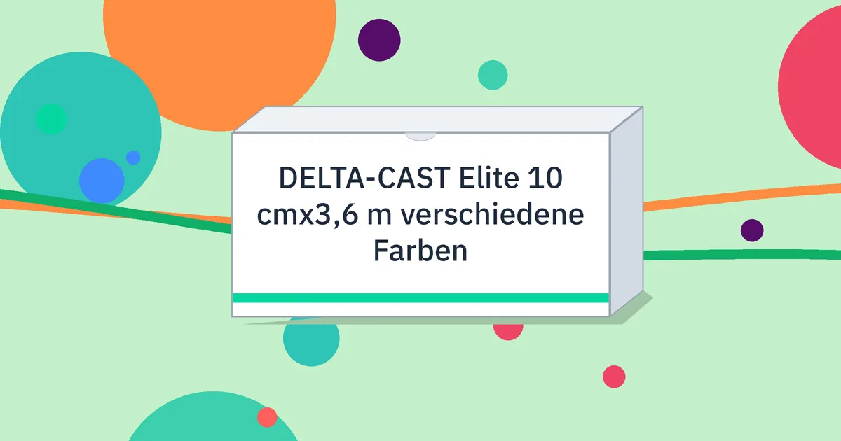 Symbolbild: Packung mit der Aufschrift DELTA-CAST Elite 10 cmx3,6 m verschiedene Farben (PZN 11330290) – Verfügbarkeit und Bezug in Apotheken in Frankfurt am Main