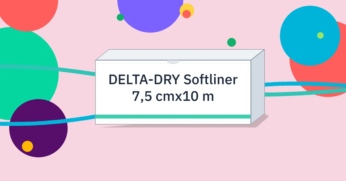 Symbolbild: Packung mit der Aufschrift DELTA-DRY Softliner 7,5 cmx10 m (PZN 12656473) – Verfügbarkeit und Bezug in Apotheken in Frankfurt am Main