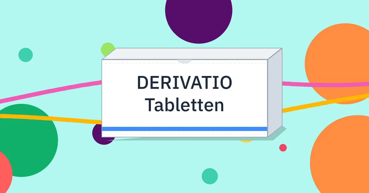 Symbolbild: Packung mit der Aufschrift DERIVATIO Tabletten (PZN 02782283) – Verfügbarkeit und Bezug in Apotheken in Frankfurt am Main
