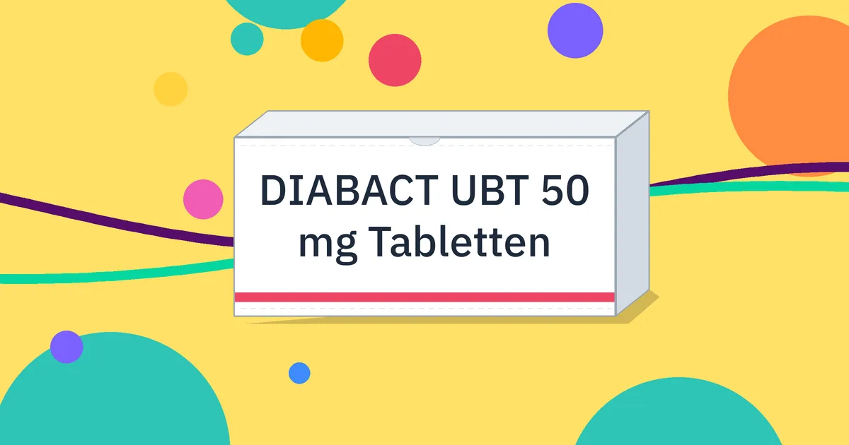 Symbolbild: Packung mit der Aufschrift DIABACT UBT 50 mg Tabletten (PZN 05509808) – Verfügbarkeit und Bezug in Apotheken in Frankfurt am Main