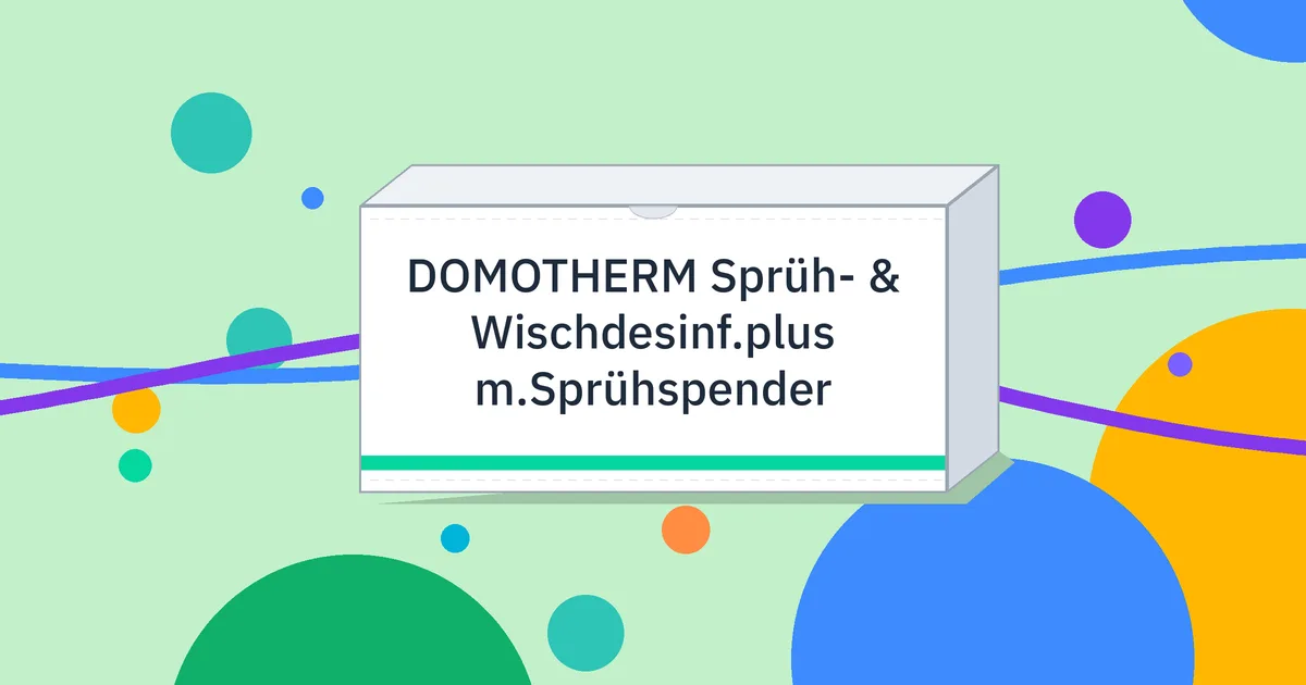 Symbolbild: Packung mit der Aufschrift DOMOTHERM Sprüh- & Wischdesinf.plus m.Sprühspender (PZN 17380403) – Verfügbarkeit und Bezug in Apotheken in Frankfurt am Main