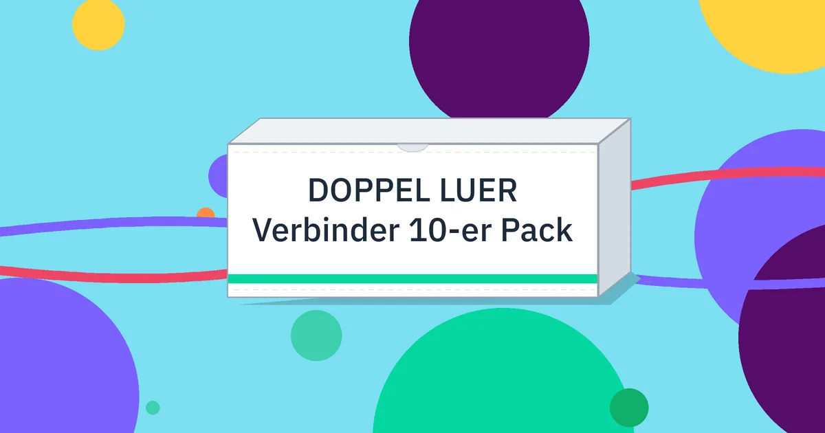 Symbolbild: Packung mit der Aufschrift DOPPEL LUER Verbinder 10-er Pack (PZN 19924787) – Verfügbarkeit und Bezug in Apotheken in Frankfurt am Main