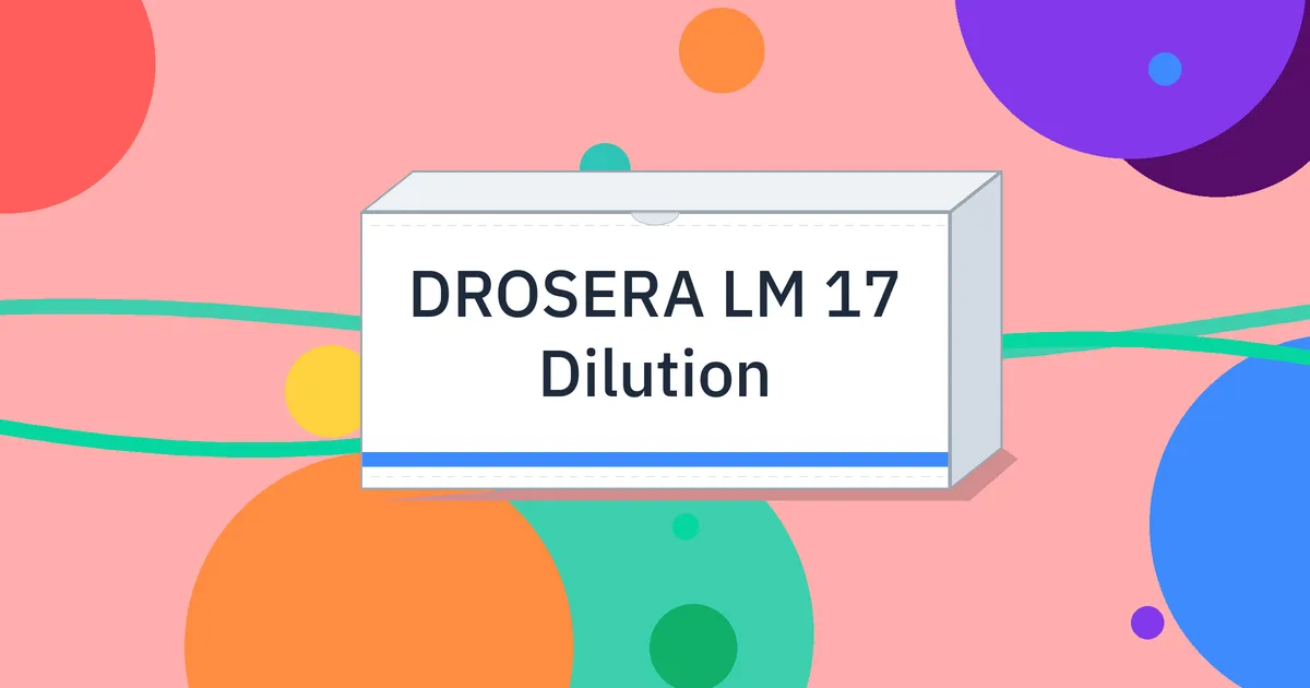 Symbolbild: Packung mit der Aufschrift DROSERA LM 17 Dilution (PZN 12843175) – Verfügbarkeit und Bezug in Apotheken in Frankfurt am Main