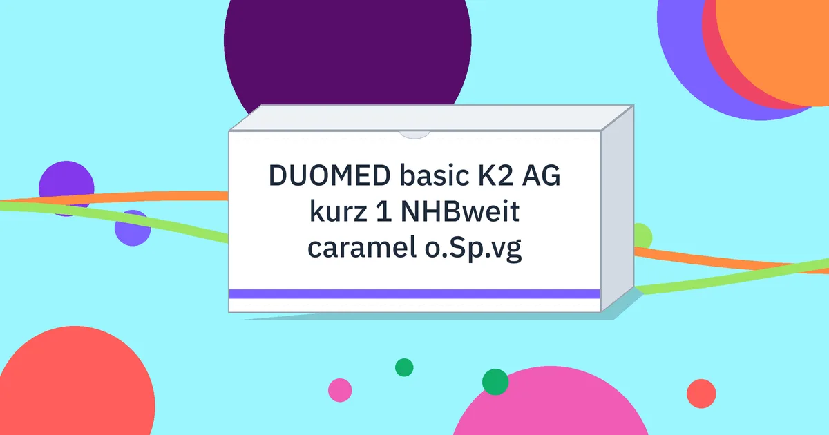 Symbolbild: Packung mit der Aufschrift DUOMED basic K2 AG kurz 1 NHBweit caramel o.Sp.vg (PZN 20908316) – Verfügbarkeit und Bezug in Apotheken in Frankfurt am Main