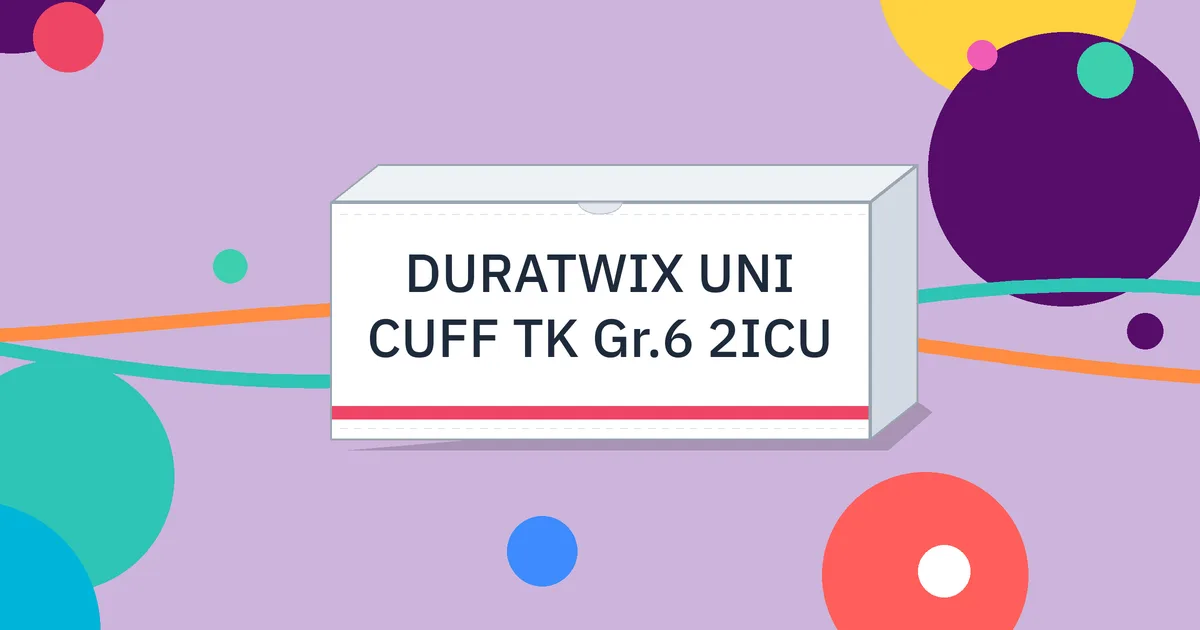 Symbolbild: Packung mit der Aufschrift DURATWIX UNI CUFF TK Gr.6 2ICU (PZN 19788278) – Verfügbarkeit und Bezug in Apotheken in Frankfurt am Main
