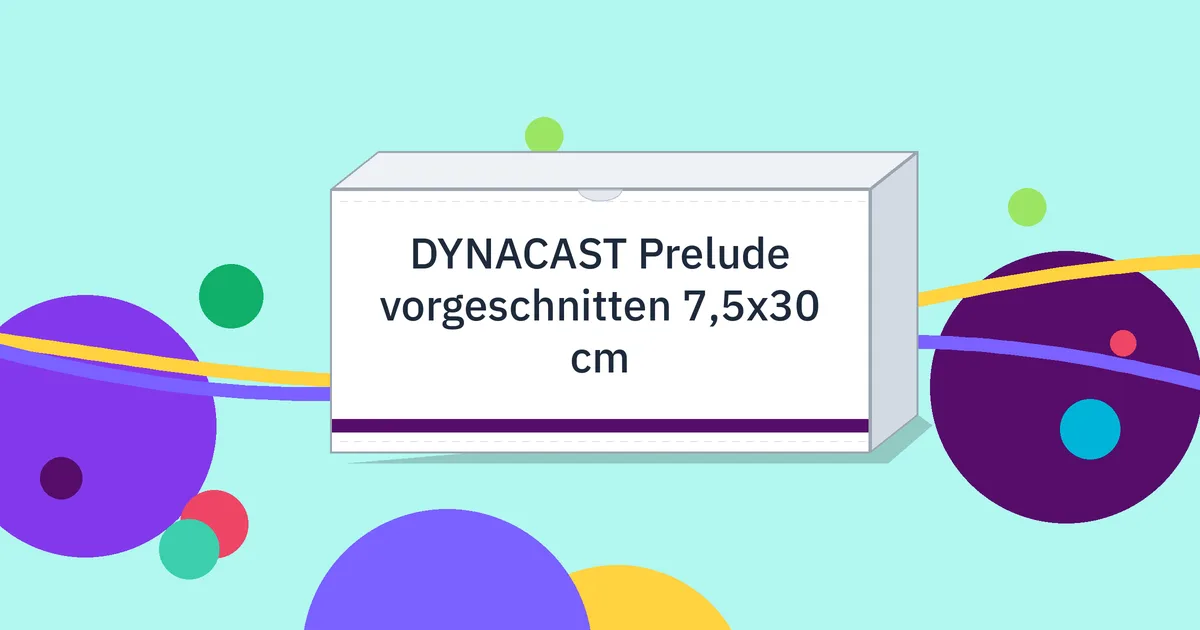 Symbolbild: Packung mit der Aufschrift DYNACAST Prelude vorgeschnitten 7,5x30 cm (PZN 01869036) – Verfügbarkeit und Bezug in Apotheken in Frankfurt am Main