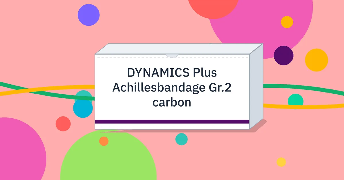 Symbolbild: Packung mit der Aufschrift DYNAMICS Plus Achillesbandage Gr.2 carbon (PZN 15867779) – Verfügbarkeit und Bezug in Apotheken in Frankfurt am Main