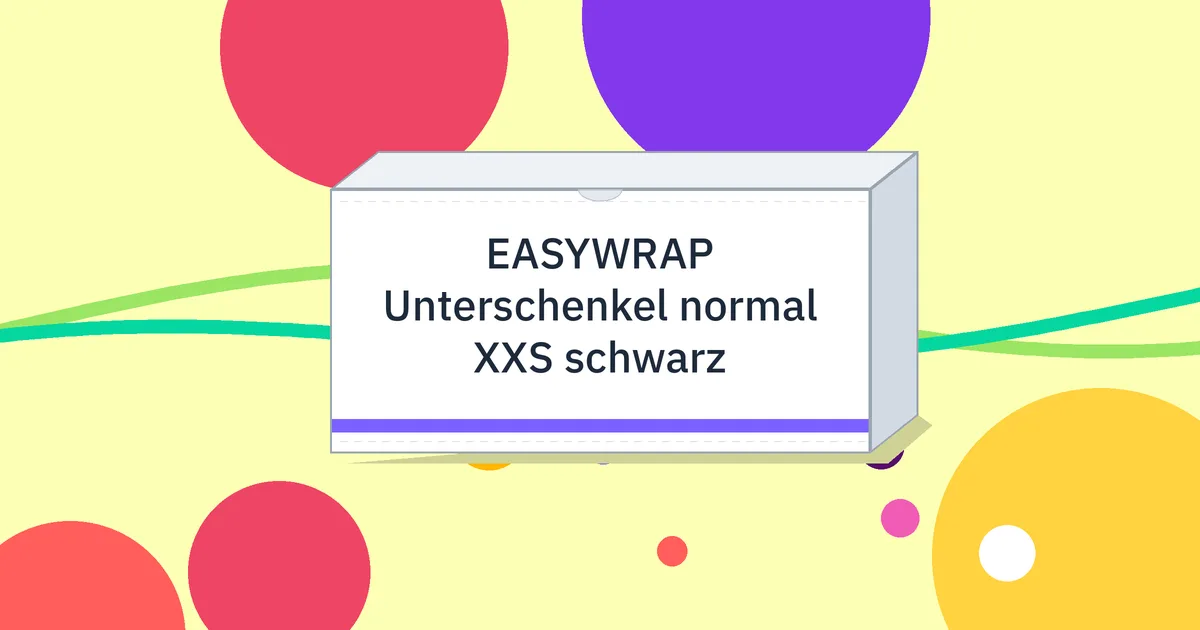 Symbolbild: Packung mit der Aufschrift EASYWRAP Unterschenkel normal XXS schwarz (PZN 18748058) – Verfügbarkeit und Bezug in Apotheken in Frankfurt am Main