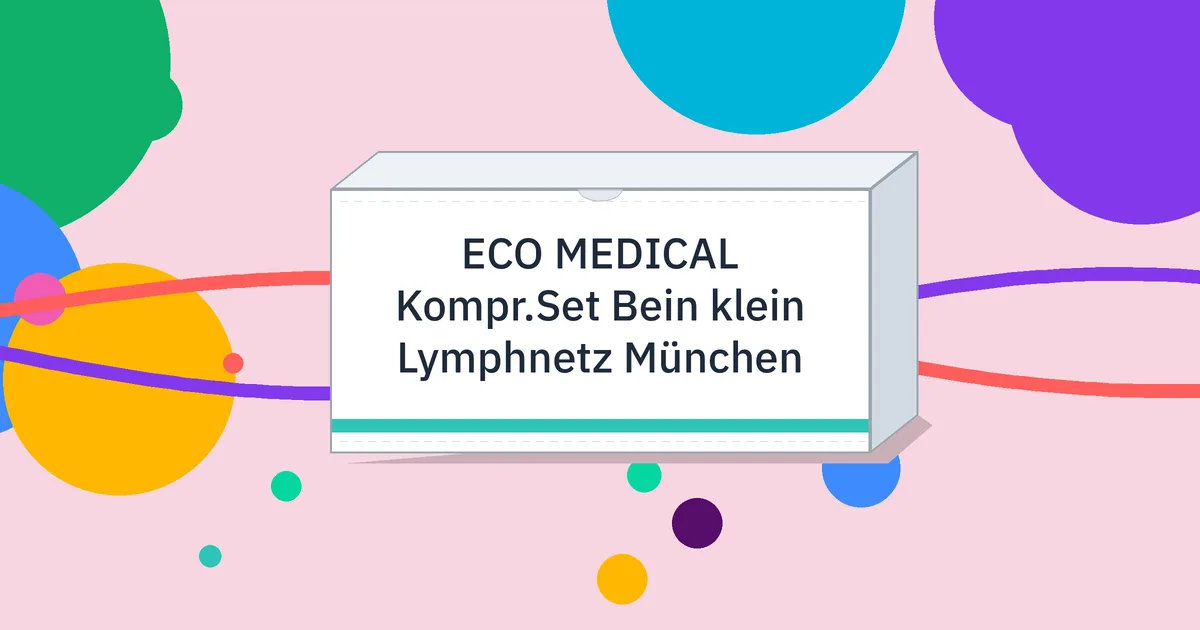 Symbolbild: Packung mit der Aufschrift ECO MEDICAL Kompr.Set Bein klein Lymphnetz München (PZN 18834846) – Verfügbarkeit und Bezug in Apotheken in Frankfurt am Main