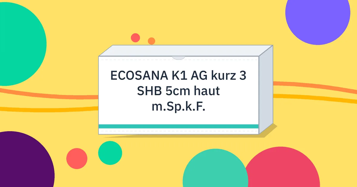 Symbolbild: Packung mit der Aufschrift ECOSANA K1 AG kurz 3 SHB 5cm haut m.Sp.k.F. (PZN 04727785) – Verfügbarkeit und Bezug in Apotheken in Frankfurt am Main