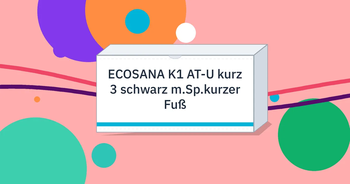 Symbolbild: Packung mit der Aufschrift ECOSANA K1 AT-U kurz 3 schwarz m.Sp.kurzer Fuß (PZN 04733745) – Verfügbarkeit und Bezug in Apotheken in Frankfurt am Main