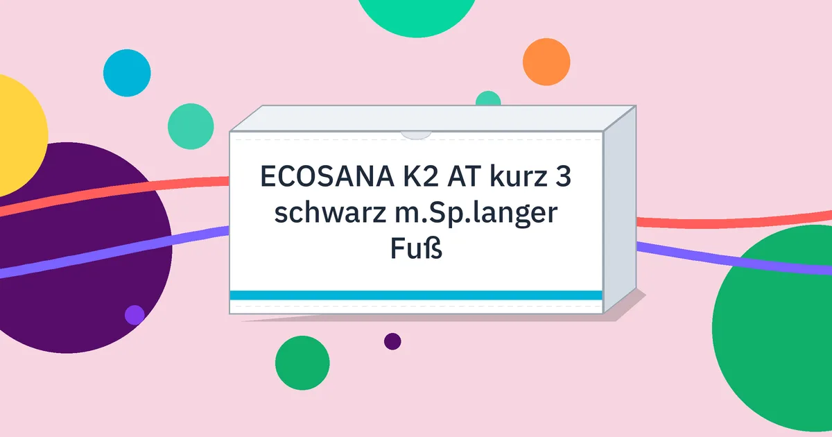 Symbolbild: Packung mit der Aufschrift ECOSANA K2 AT kurz 3 schwarz m.Sp.langer Fuß (PZN 10954350) – Verfügbarkeit und Bezug in Apotheken in Frankfurt am Main