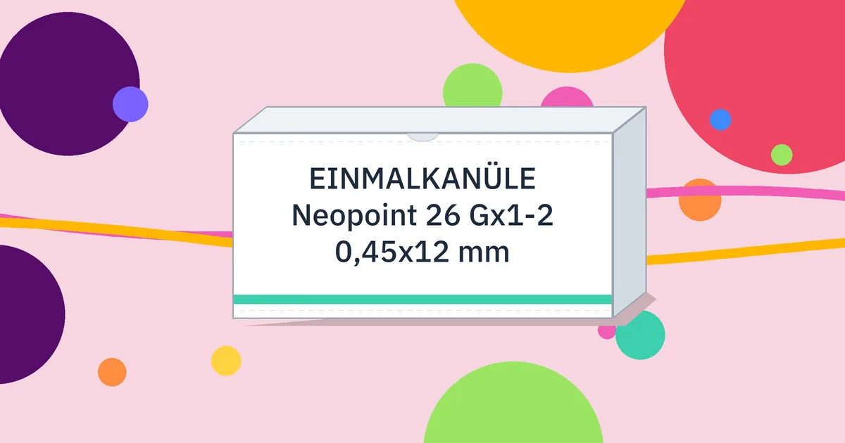 Symbolbild: Packung mit der Aufschrift EINMALKANÜLE Neopoint 26 Gx1-2 0,45x12 mm (PZN 00363139) – Verfügbarkeit und Bezug in Apotheken in Frankfurt am Main