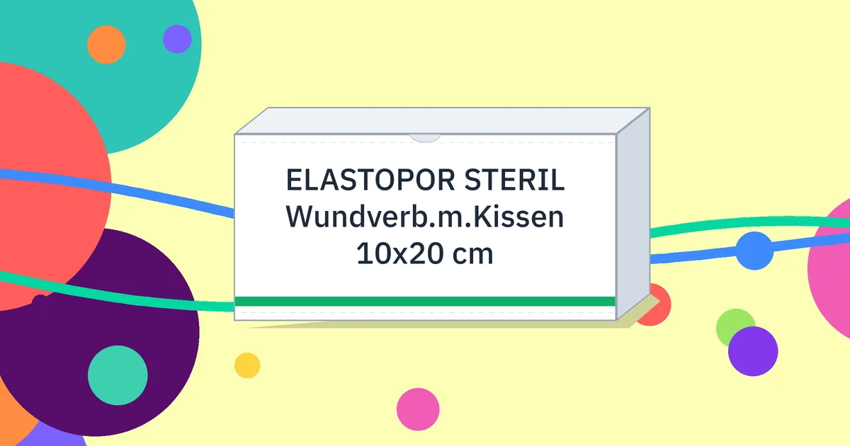 Symbolbild: Packung mit der Aufschrift ELASTOPOR STERIL Wundverb.m.Kissen 10x20 cm (PZN 19388768) – Verfügbarkeit und Bezug in Apotheken in Frankfurt am Main