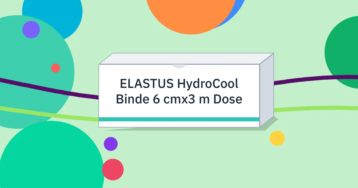 Symbolbild: Packung mit der Aufschrift ELASTUS HydroCool Binde 6 cmx3 m Dose (PZN 07762799) – Verfügbarkeit und Bezug in Apotheken in Frankfurt am Main