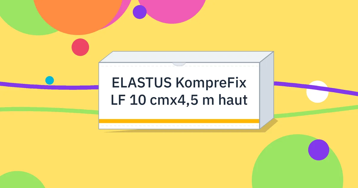 Symbolbild: Packung mit der Aufschrift ELASTUS KompreFix LF 10 cmx4,5 m haut (PZN 12868985) – Verfügbarkeit und Bezug in Apotheken in Frankfurt am Main
