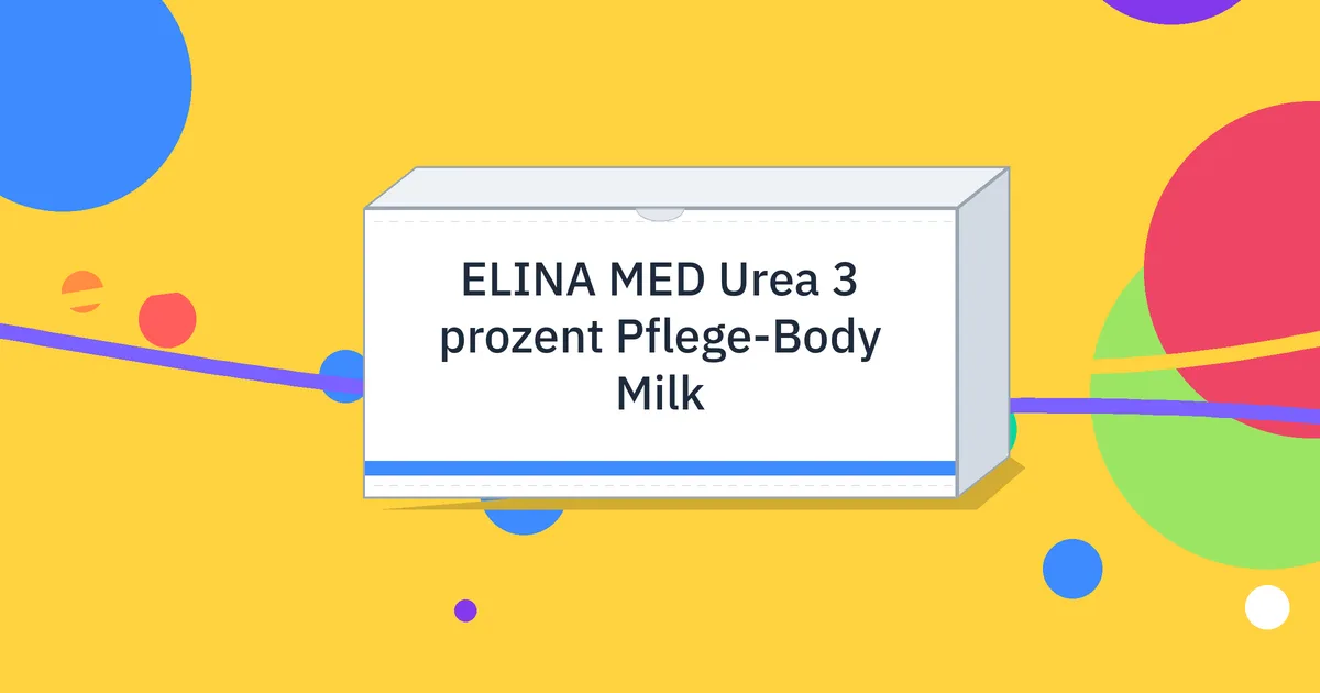 Symbolbild: Packung mit der Aufschrift ELINA MED Urea 3 prozent Pflege-Body Milk (PZN 11291383) – Verfügbarkeit und Bezug in Apotheken in Frankfurt am Main
