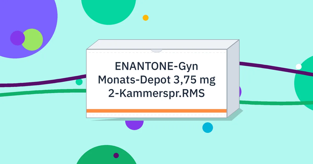 Symbolbild: Packung mit der Aufschrift ENANTONE-Gyn Monats-Depot 3,75 mg 2-Kammerspr.RMS (PZN 10183929) – Verfügbarkeit und Bezug in Apotheken in Frankfurt am Main